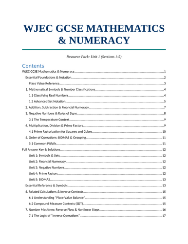 Number Sections Work | GCSE Mathematics & Numeracy Mastery Fits WJEC ...