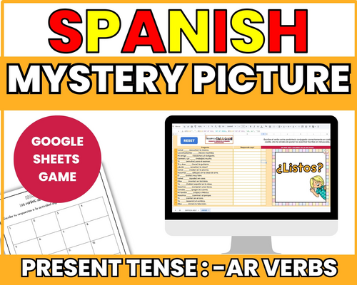 Spanish AR Verbs Mystery Picture | Present Tense Digital Grammar Review ...