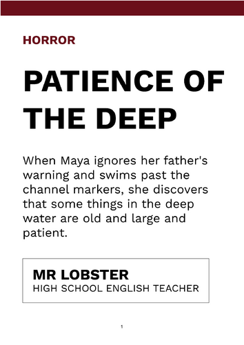 HORROR STORY for Reluctant Readers - PATIENCE OF THE DEEP - High ...