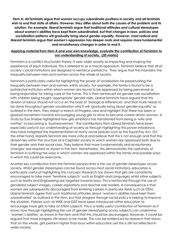 AQA A level Sociology - Theory and Methods - Feminism | Teaching Resources