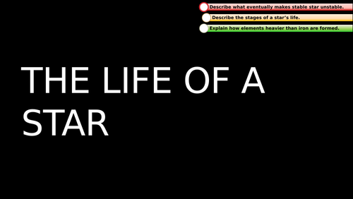 GCSE Physics Space – Life Cycle of Stars Lesson with Worksheet ...