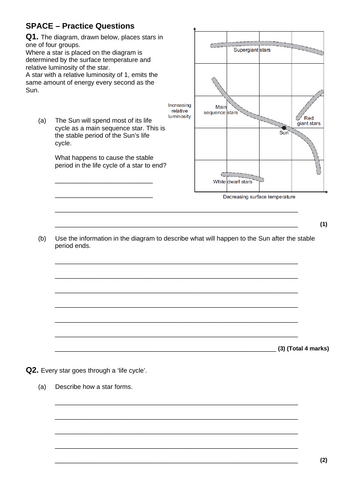 GCSE Physics Space Revision Lesson with Worksheets | Topic Review ...
