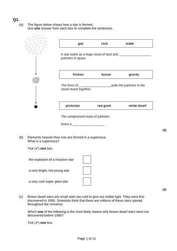 GCSE Physics Space Revision Lesson with Worksheets | Topic Review ...