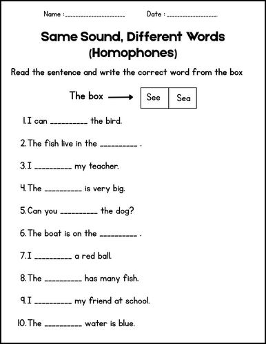 Homophones and Homographs Worksheets - Grammar Activities for 1st 2nd ...