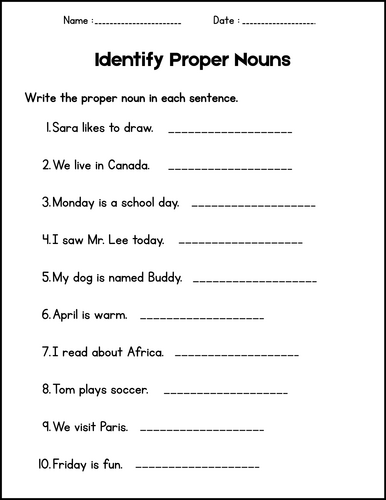 Nouns and Pronouns Worksheets - Grammar Activities for 1st 2nd 3rd ...