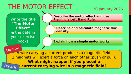 GCSE Physics Electromagnetism – The Motor Effect Lesson with Worksheet ...