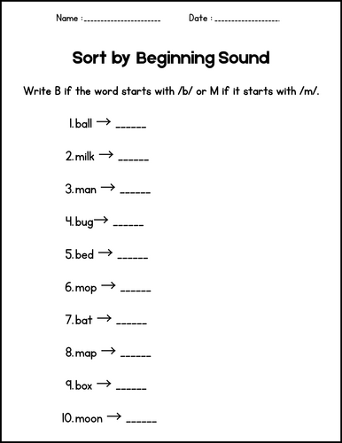 Phonics Worksheets - Beginning and Ending Sounds Worksheets | Teaching ...