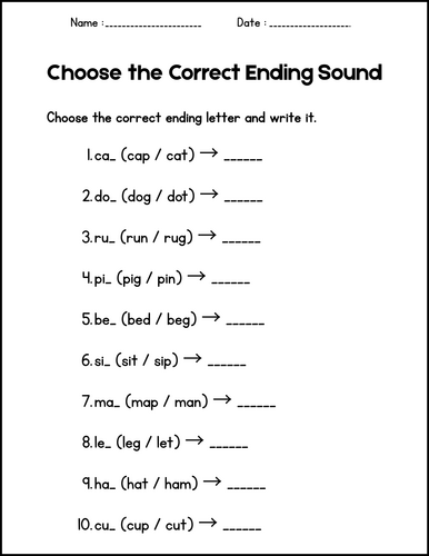 Phonics Worksheets - Beginning and Ending Sounds Worksheets | Teaching ...