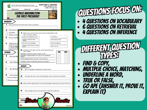 George Washington: The First President | Reading Comprehension | Year 5 ...