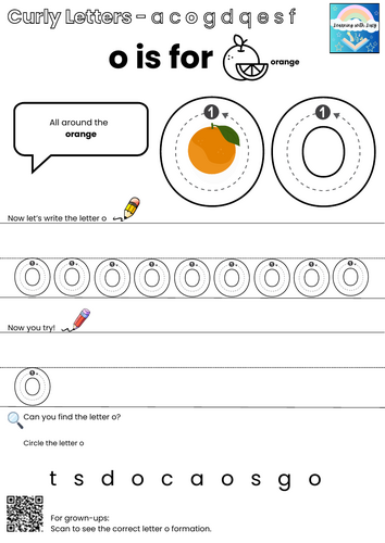 Letter o Handwriting Worksheet | All Around the Orange | Teaching Resources