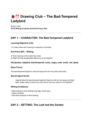 Drawing Club - The Bad Tempered Ladybird | Teaching Resources