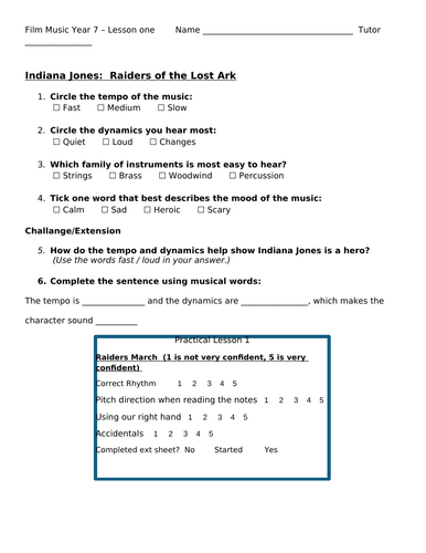 KS3 Film Music 4 lessons, worksheets and a cover lesson | Teaching ...