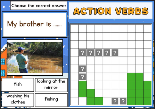 Winter Action Verbs Mystery Pictures Set 1 Review Activities | Teaching ...