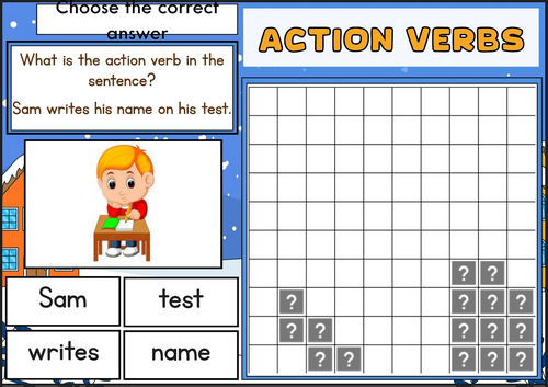 Winter Action Verbs Mystery Pictures Set 1 Review Activities | Teaching ...