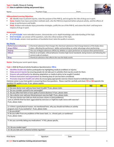 GCSE PE (Spec 2016 Edexcel) 3.5: How to optimise training and prevent ...