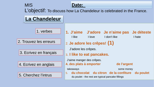 La Chandeleur/Pancake Day KS3 French lesson | Teaching Resources