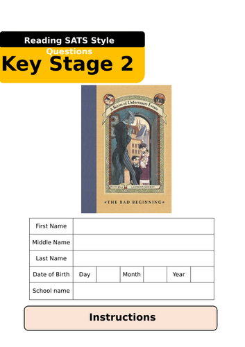 A Series of Unfortunate Events SATs Reading Comprehension and full ...