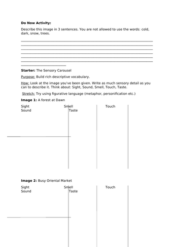 AQA GCSE English Language Paper 1 Question 5 Descriptive Writing ...