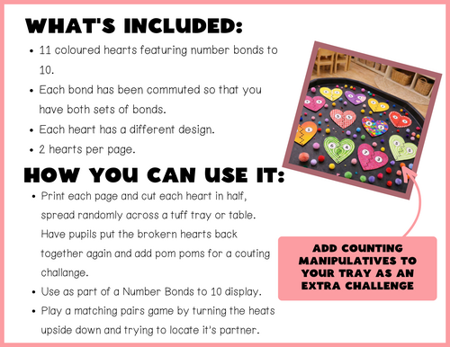 Valentine's Number Bonds to 10 Hearts | Teaching Resources