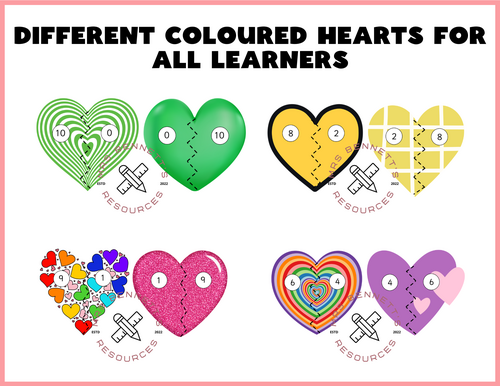 Valentine's Number Bonds to 10 Hearts | Teaching Resources