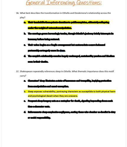 Othello: 40 Knowledge Retrieval Quizzes | GCSE AQA English Literature ...