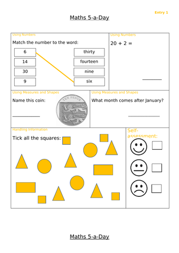 75 Maths 5-a-Day Worksheets: Entry 1 / KS1 / KS2 - Retrieval Practice ...