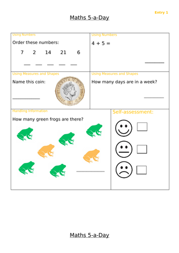 75 Maths 5-a-Day Worksheets: Entry 1 / KS1 / KS2 - Retrieval Practice ...