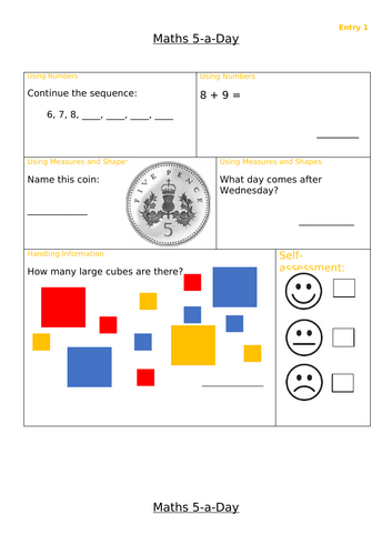 75 Maths 5-a-Day Worksheets: Entry 1 / KS1 / KS2 - Retrieval Practice ...