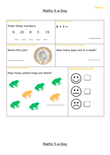 75 Maths 5-a-Day Worksheets: Entry 1 / KS1 / KS2 - Retrieval Practice ...