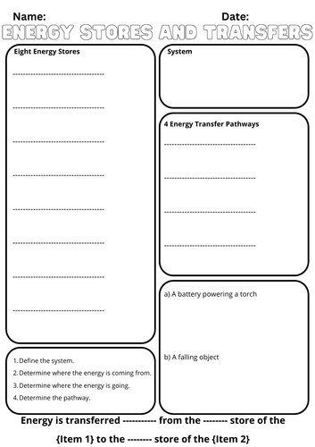 Energy Resources and Energy Transfers - Complete Unit Worksheets ...