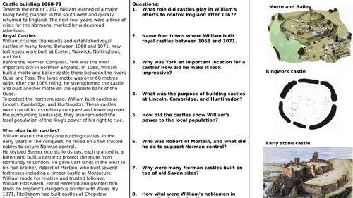 OCR B GCSE norman conquest lesson 16-what did castles look like and why ...