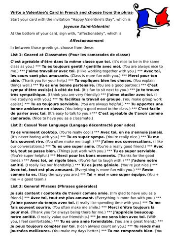 Valentine's Day activities (2) - KS3 - French | Teaching Resources