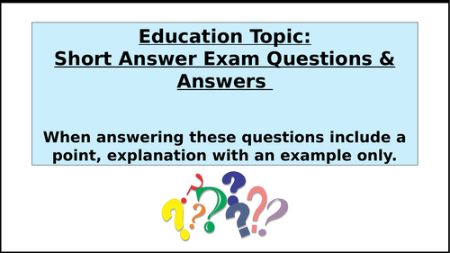 Sociology: Education Revision - Short Answer Exam Questions & Answers ...