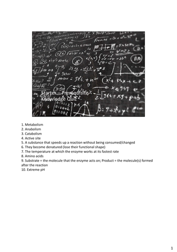 IB Biology C1.1 Enzymes & Metabolism: Slides, Notes & Virtual Lab (SL ...