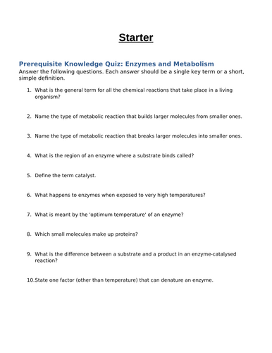 IB Biology C1.1 Enzymes & Metabolism: Slides, Notes & Virtual Lab (SL ...