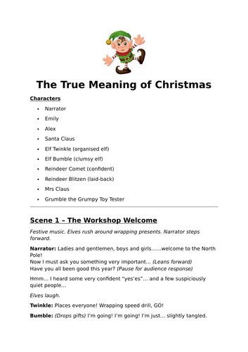 The True Meaning of Christmas: A short festive script for young actors ...