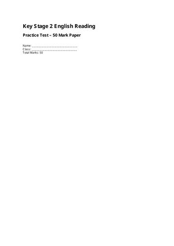 Year 6 SATs Reading Practice Paper | Teaching Resources
