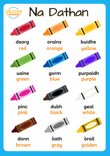 Scots Gaelic Colours Vocabulary Worksheets Posters and Wordsearch ...