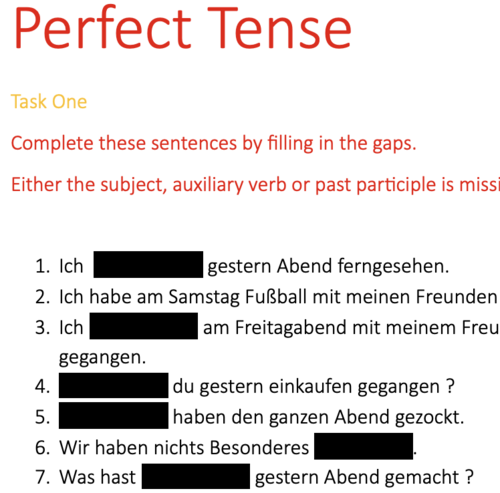 German Perfect Tense, practice/consolidation/revision. | Teaching Resources