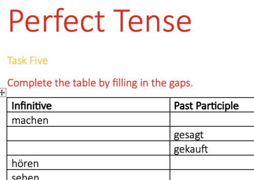 German Perfect Tense, practice/consolidation/revision. | Teaching Resources