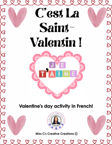 French Cartes pour La Saint-Valentin (Valentine's Day card activity ...