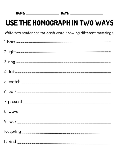 Homophones and Homographs – Grammar Worksheets | Teaching Resources