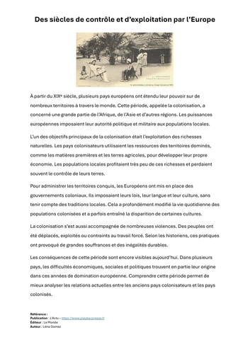 IB French Ab Initio Reading: Partage de la Planète (Global Issues ...