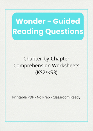 Wonder by R.J. Palacio – Complete Guided Reading Questions (All ...
