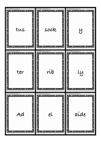 STORM BOY Game - SPOONS - Three Syllable Words Vocabulary Development ...