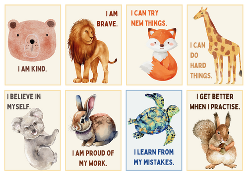 Animal Affirmation Cards for Young Children | Teaching Resources