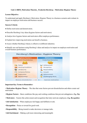 IB_Motivation Theories in HRM: Taylor, Maslow & Herzberg | Teaching ...