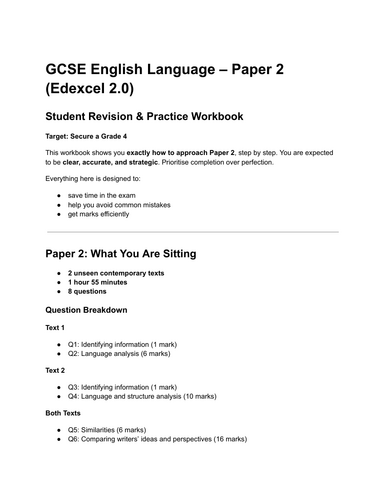 GCSE English Language Paper 2 (Pearson 2.0) Teacher Guide + Student ...