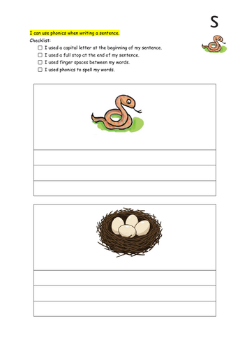 Sentence writing worksheets. Unit 1 Phonics International. suitable for ...