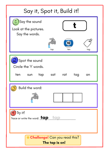 Say it, Spot it Build - Phase 2 Phonics (s,a,t,p,i,n) | Teaching Resources